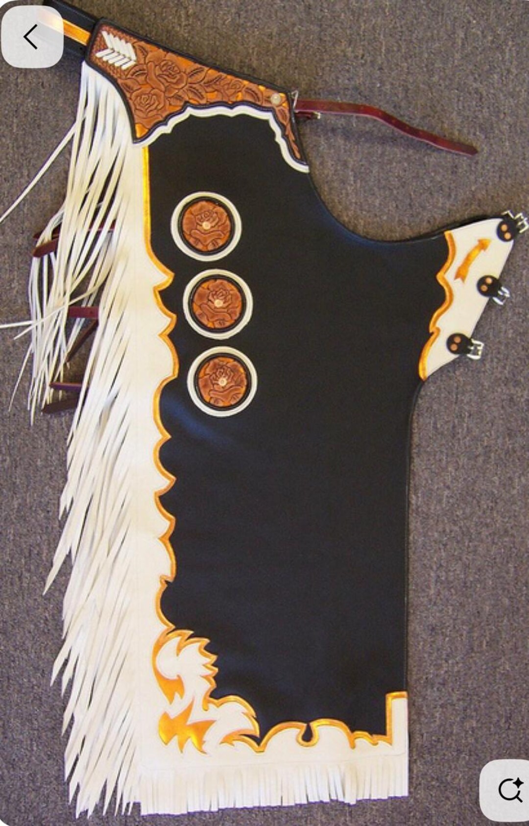 Men Chap Hand Crafted Tooled Yoke Native American Cowboy Style Suede ...