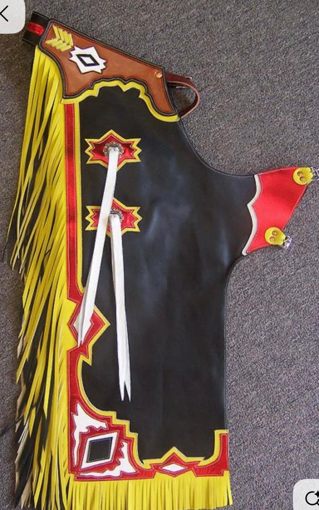 Men Chap Hand Crafted Tooled Yoke Native American Cowboy Style Suede ...
