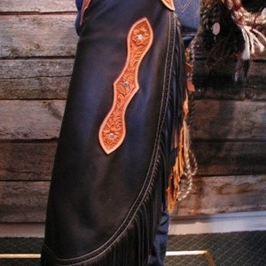 Men's Hand Crafted Tooled Yoke Native American Chap Cowboy Leather Pant ...