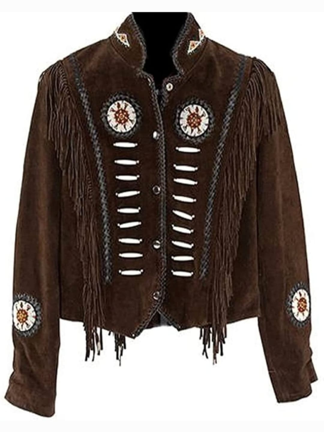 Mens Vintage Fringe Leather Jacket Suede Leather Jacket, Mens Cowboy ...