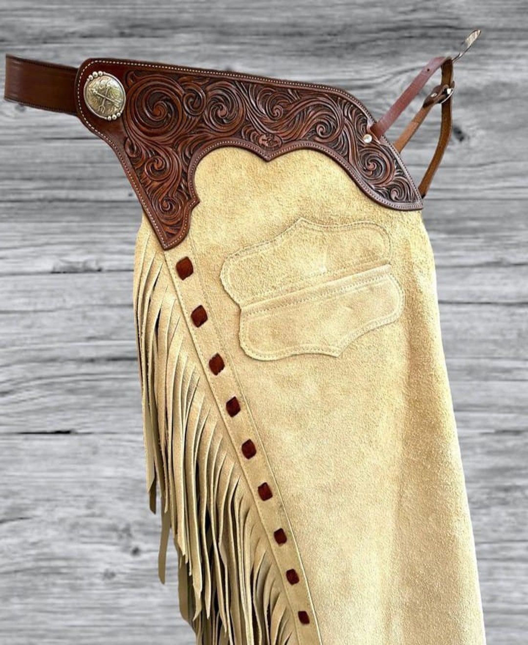 Men Chap Hand Crafted Chap Tooled Yoke Native American Cowboy Style ...