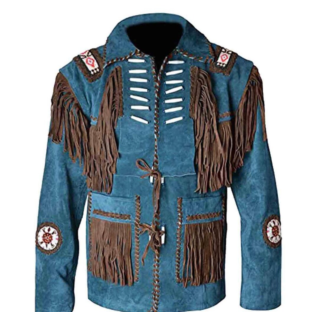 Mens Vintage Fringe Leather Jacket Suede Leather Jacket, Mens Cowboy ...