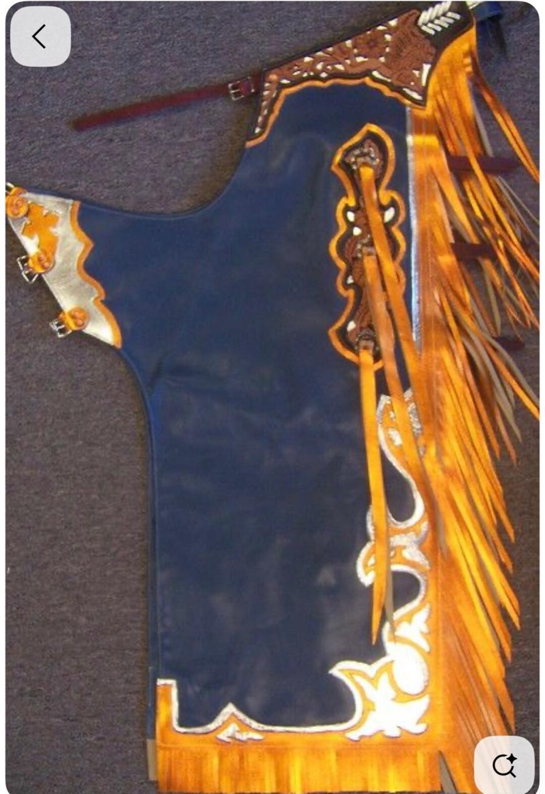 Men Chap Hand Crafted Tooled Yoke Native American Cowboy Style Suede ...