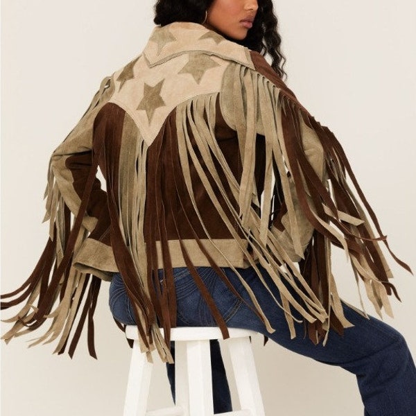 Leather Jacket With Stars for Women - Etsy