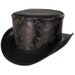 Black Leather Top Hat Handcrafted Top Hat Silver Ring Style Band Gothic ...