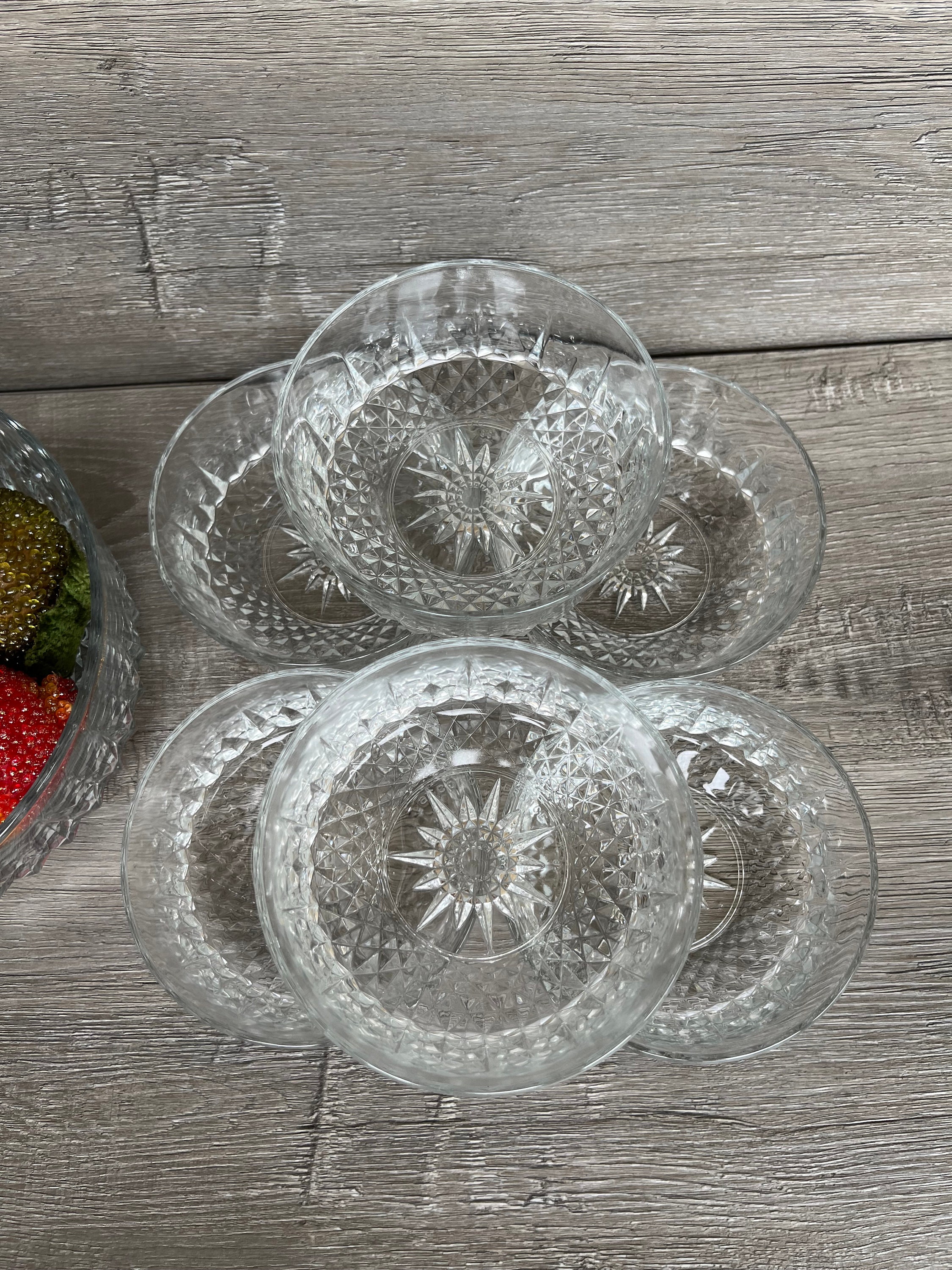 ARCOROC FRANCE Glass Bowl Set, Diamant Pattern, Tempered Glass 8 Inch ...