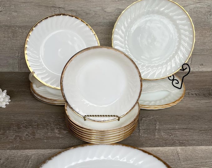 FIRE KING SWIRL Gold Trim Plates, Platter, Bowls, Vintage 1950's-60's ...