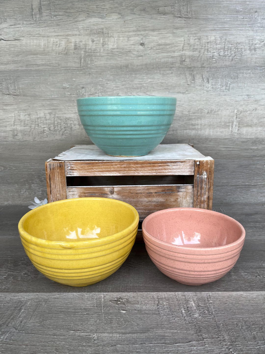 MCCOY PASTEL BOWLS, Mccoy Mixing Bowls, Nesting Bowls, Beehive Pattern ...