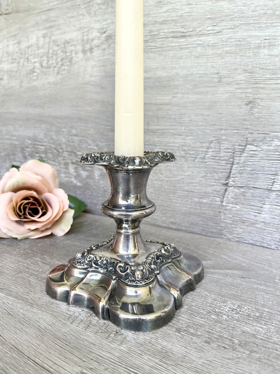 BIRKS REGENCY PLATE England Candle Holder, Silver Plate Over Copper, 2 ...