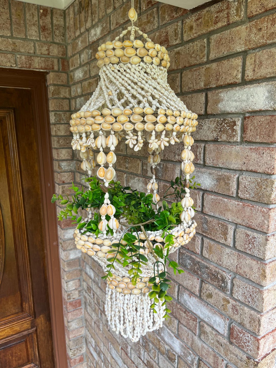 Hanging SEASHELL PLANT HOLDER, Vintage Shell Hanging Basket, Larger ...