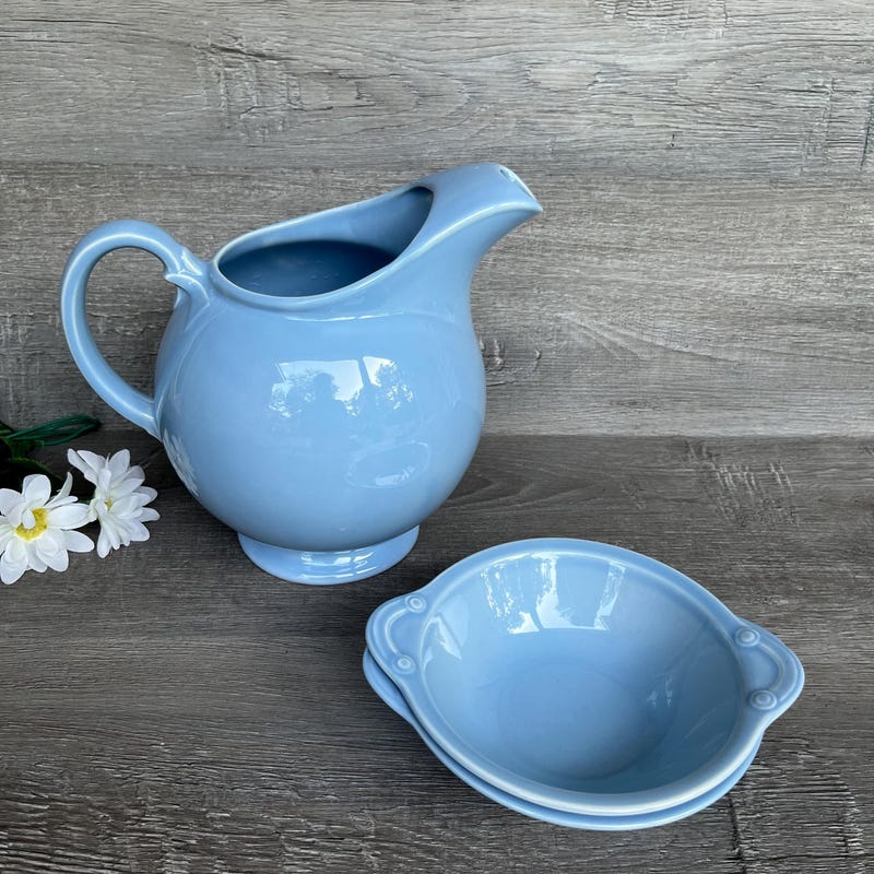 Blue Ceramic Pitcher - Etsy