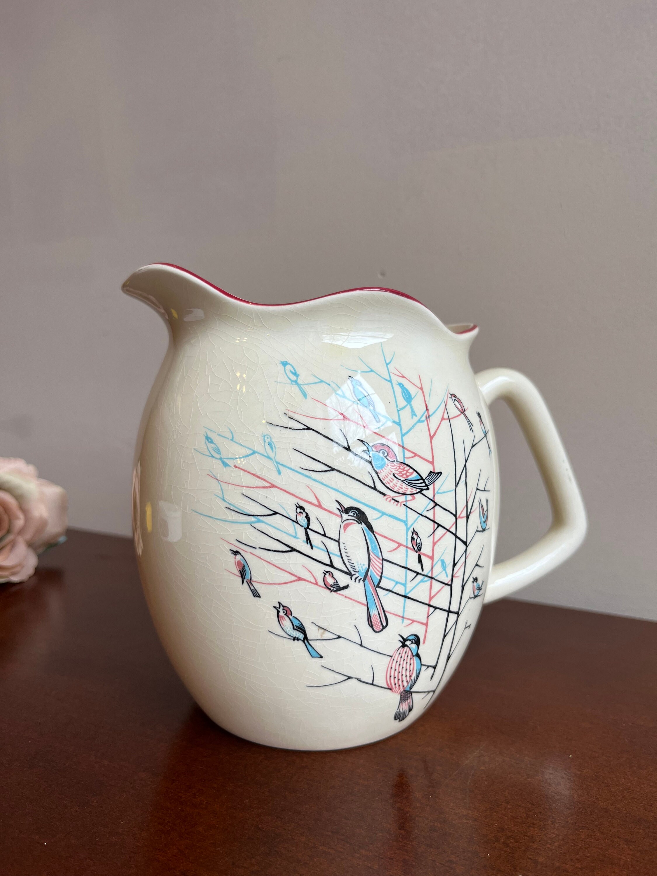 BESWICK ENGLAND Pottery Water Jug, Water Picture, A Rare Dawn Chorus of ...