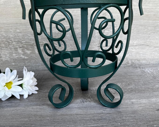 Vintage WROUGHT IRON Plant Stand, Flat Wrought Iron, Scroll Center ...