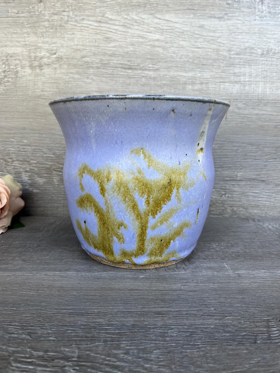 DRIP GLAZE STONEWARE Planter, Lavender Heavy Drip Glaze, Artist Signed ...
