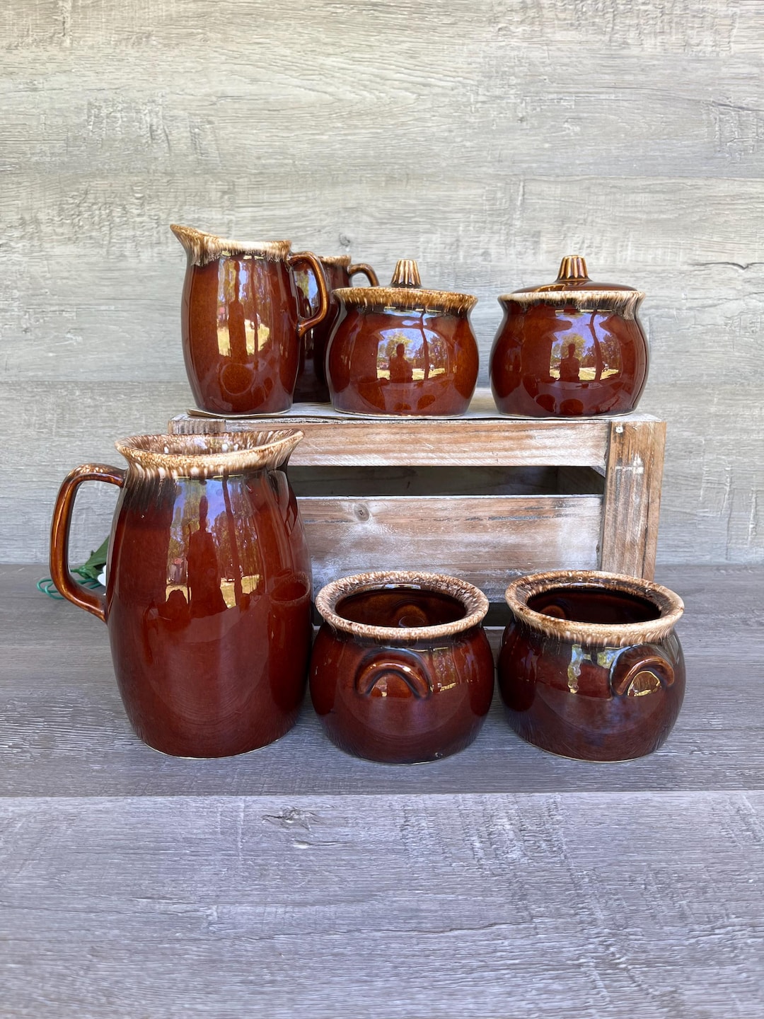 Update-added Item-vintage HULL DRIP GLAZE Pottery, Brown Drip Glaze ...