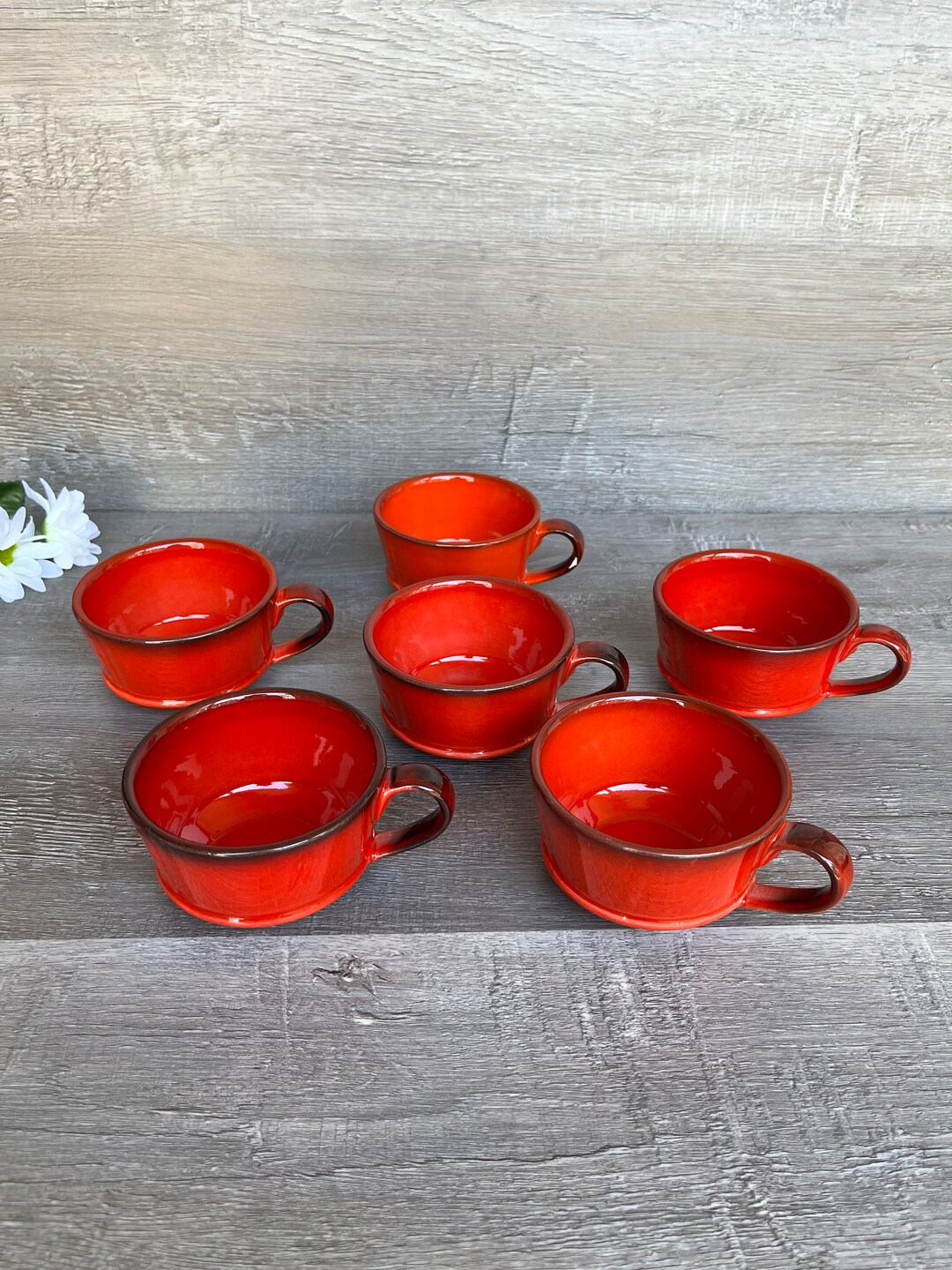 METLOX POPPYTRAIL Red Rooster Mugs, Short Cups, Vintage Ceramic Cups ...