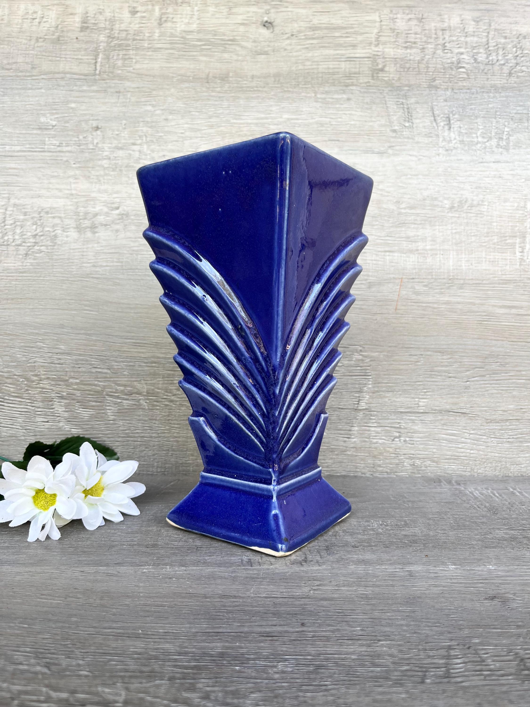MCCOY COBALT BLUE Vase, Vintage Mccoy Pottery Vase, Feather or Fin ...
