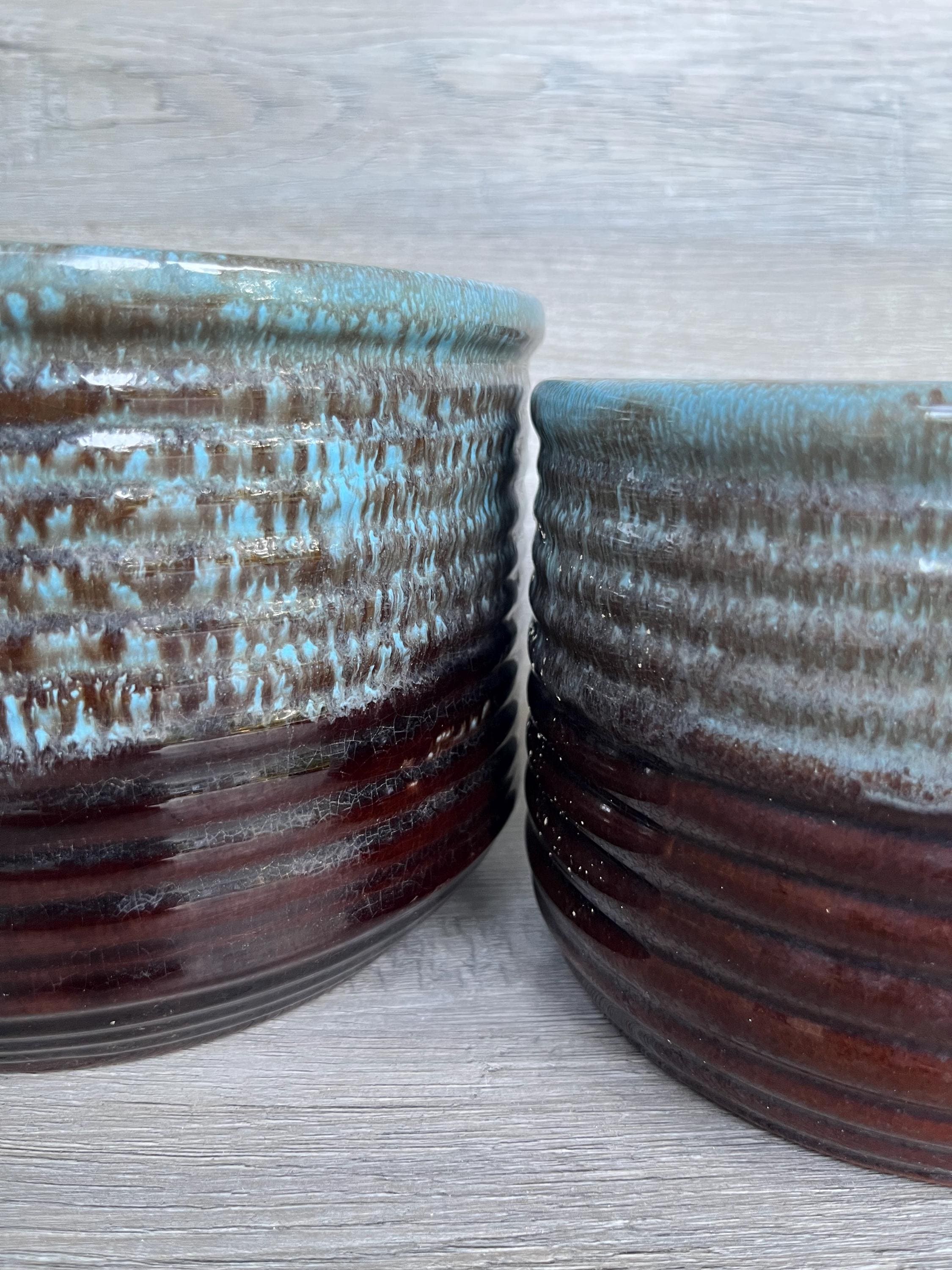 JAPAN REDWARE POTTERY Planter, Flower Pots, Crocks, Beautiful Drip ...