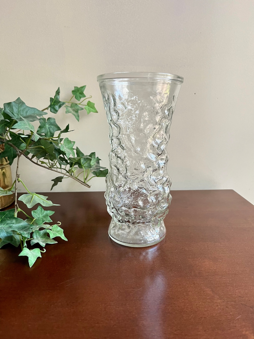 HOOSIER GLASS Crinkle Pattern Glass Vase, 8.5 Inch Tall - Etsy