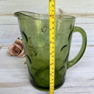 Vintage Hazel Atlas Coin Dot Pitcher: 1970s Avocado Green Glass - Etsy