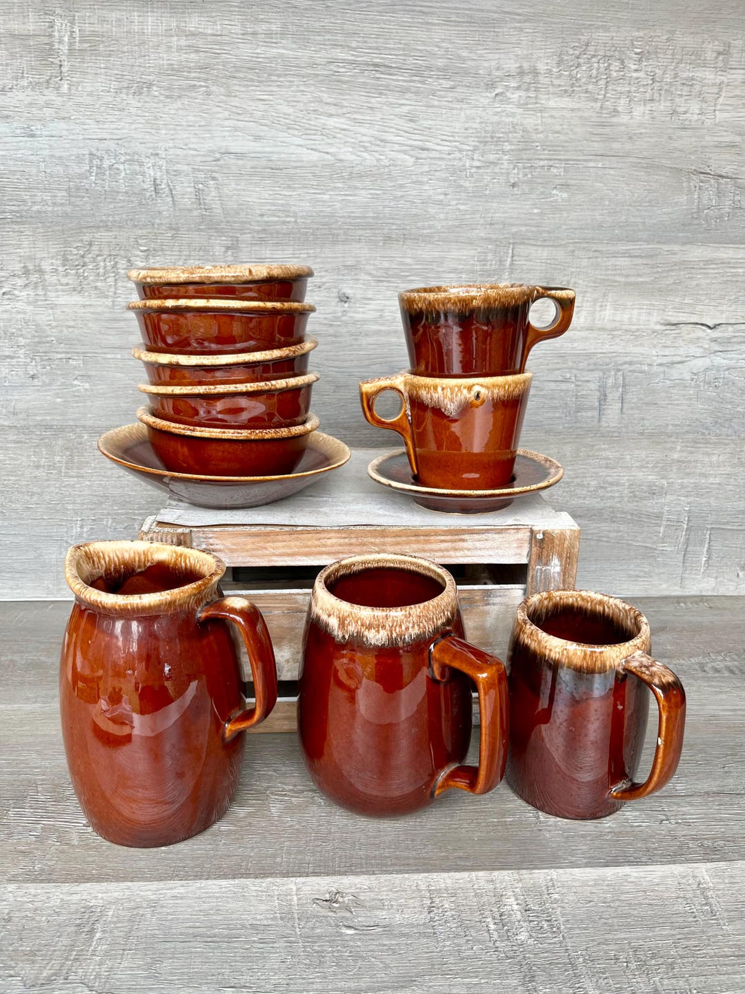 HULL DRIP GLAZE Pottery, Vintage Brown Drip Glaze, Choice of Asst ...
