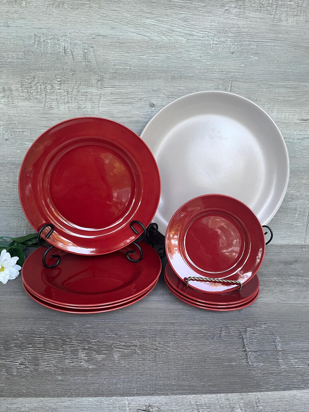 FRANCISCAN GLADDING MCBEAN Dinnerware, Maroon Gloss Color Plates, Matte ...