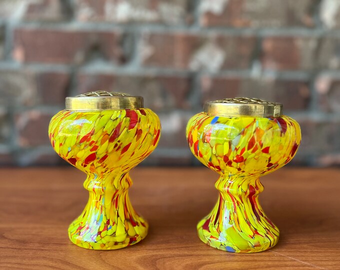 Art Deco Blown Glass Confetti Vase, Possibly Czech 30's -40's?, Set of ...