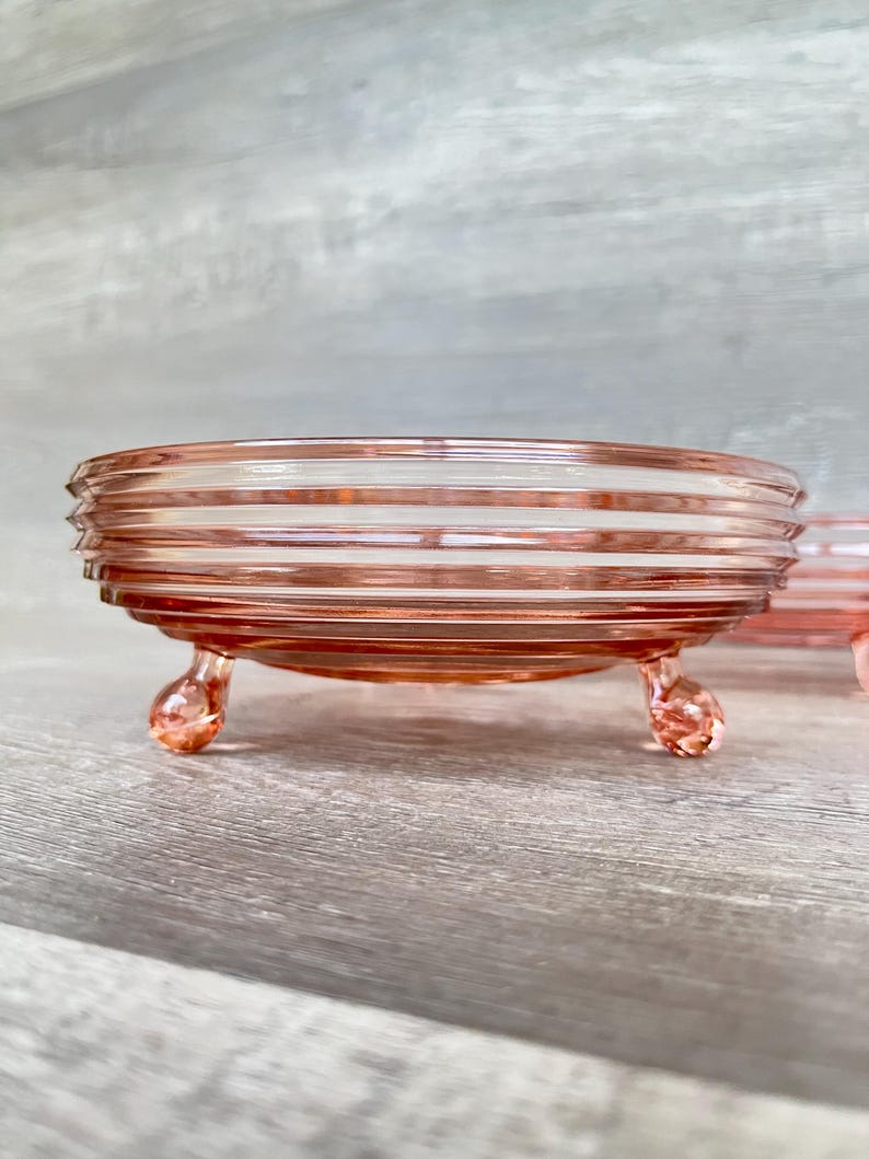 PINK DEPRESSION GLASS Anchor Hocking Manhattan Pattern Bowl, Candy Dish ...