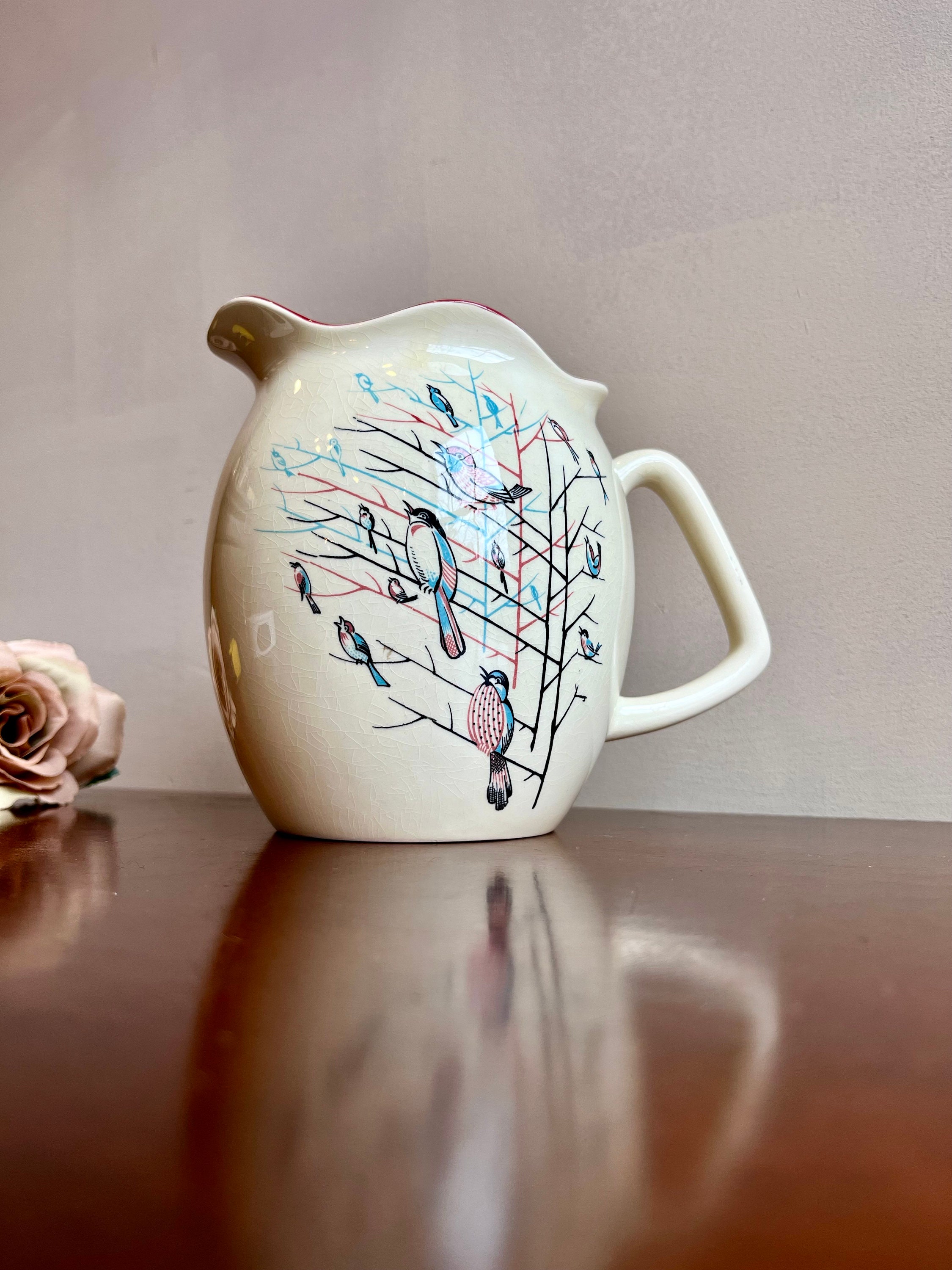 BESWICK ENGLAND Pottery Water Jug, Water Picture, A Rare Dawn Chorus of ...