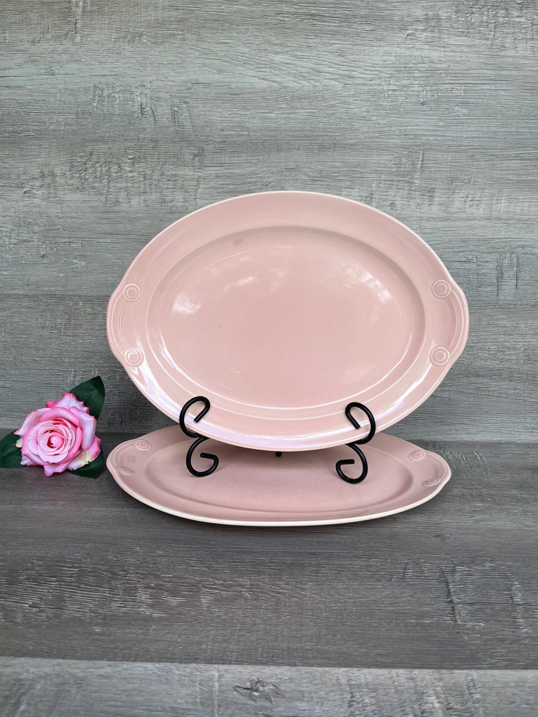LURAY PASTEL PINK Platters, Taylor Smith & Taylor Vintage Earthenware ...