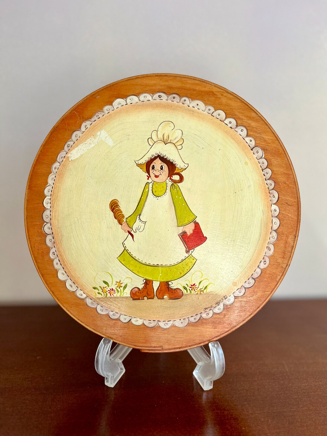 Wood Round Shaker Box, Round Box, Hand Painted Artist Signed 1980 ...