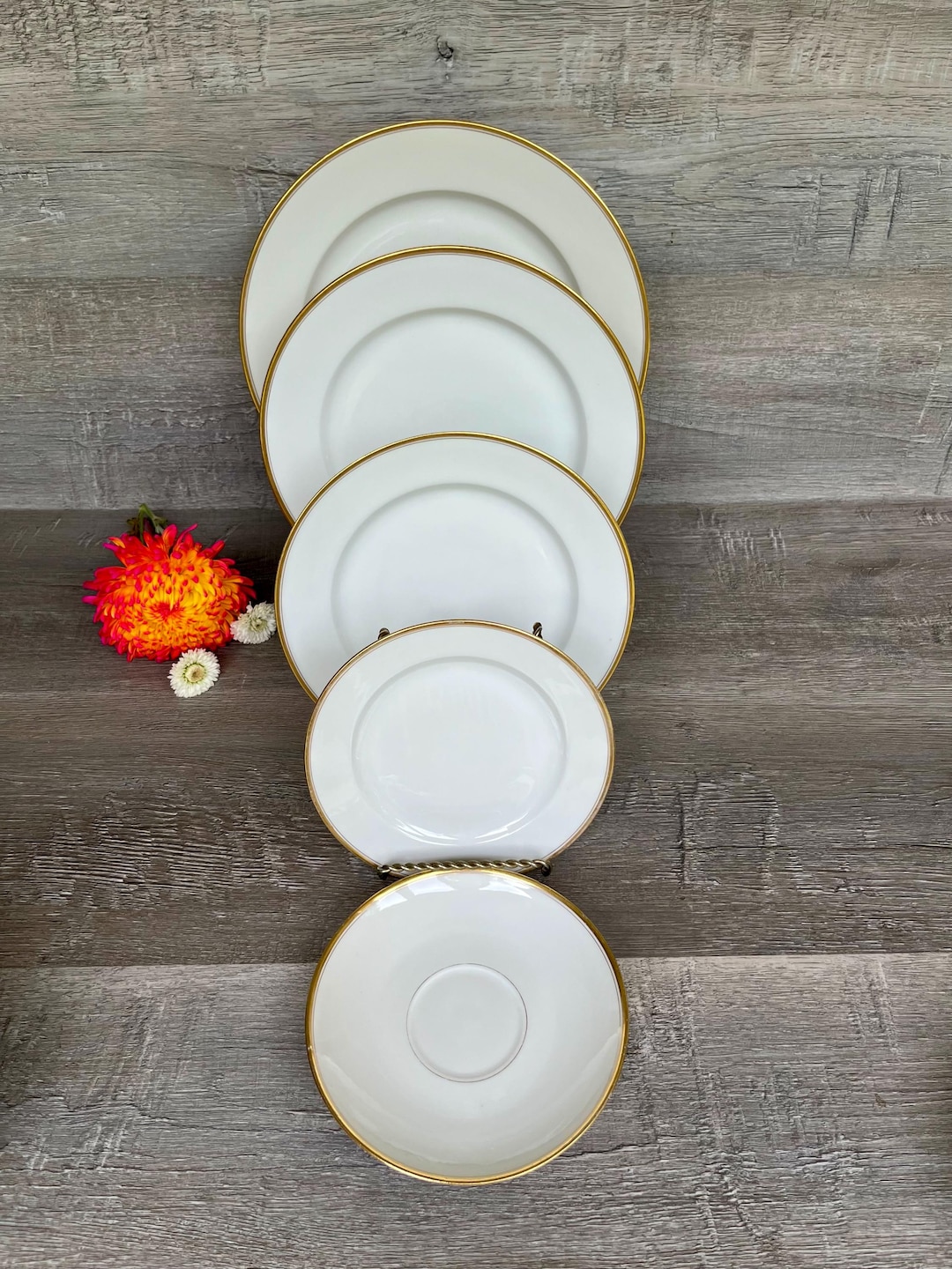 T & V LIMOGES FRANCE Dinnerware, Elegant White With Gold Trim, Sold ...