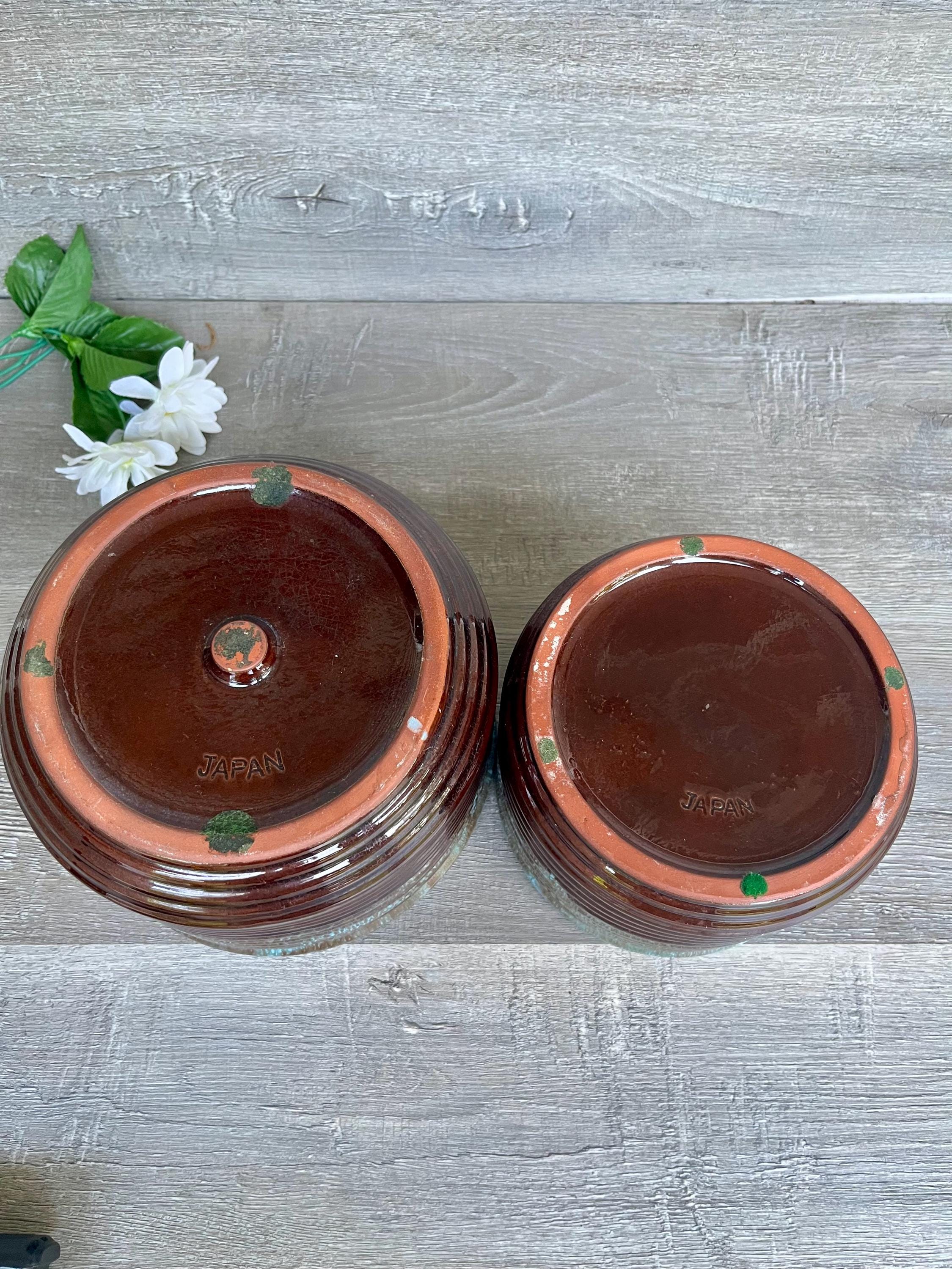 JAPAN REDWARE POTTERY Planter, Flower Pots, Crocks, Beautiful Drip ...