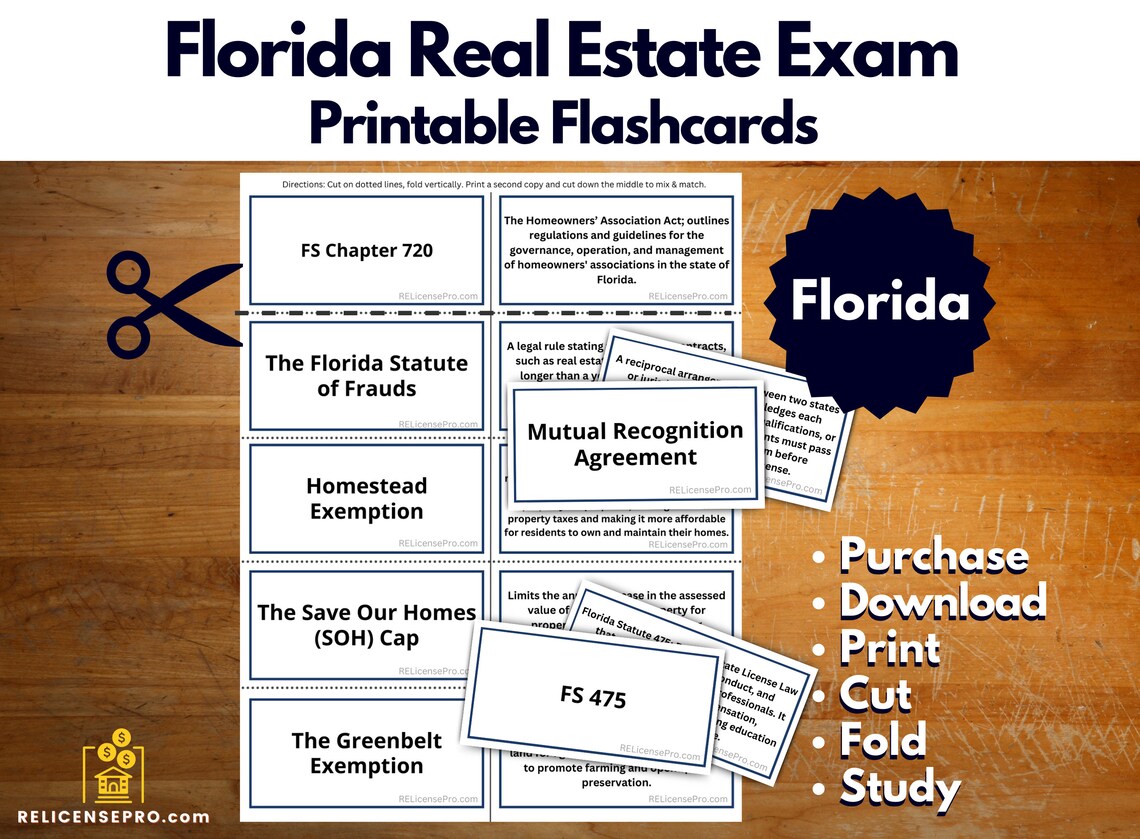 Florida Real Estate Exam Flashcards: State-specific (PDF File) - Etsy