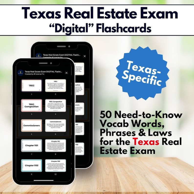 Texas Real Estate Exam Flashcards: Digital Study Prep (50 Cards) - Etsy