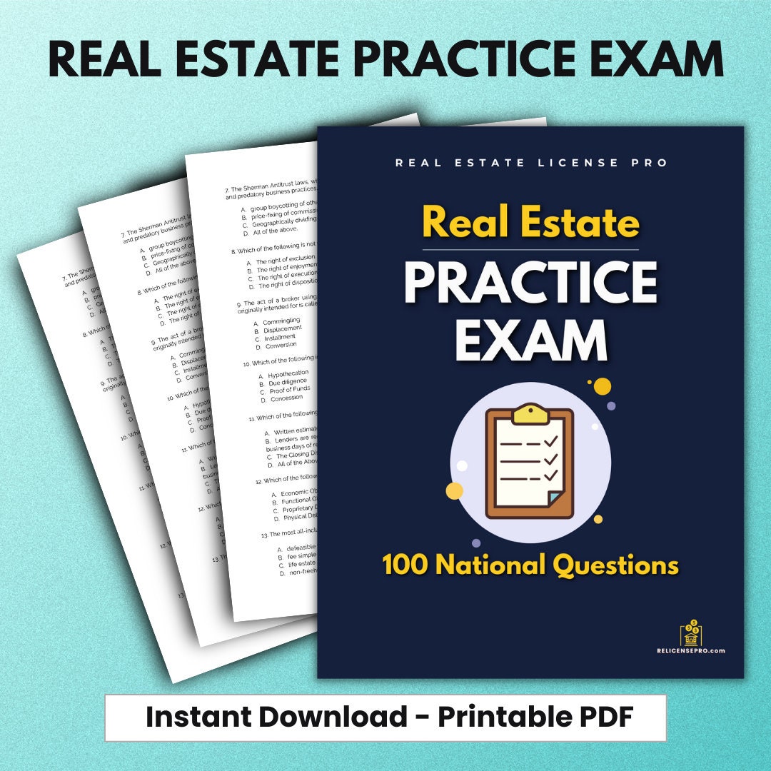 Real Estate Practice Exam, Instant PDF Download Ready-to-print Realtor ...