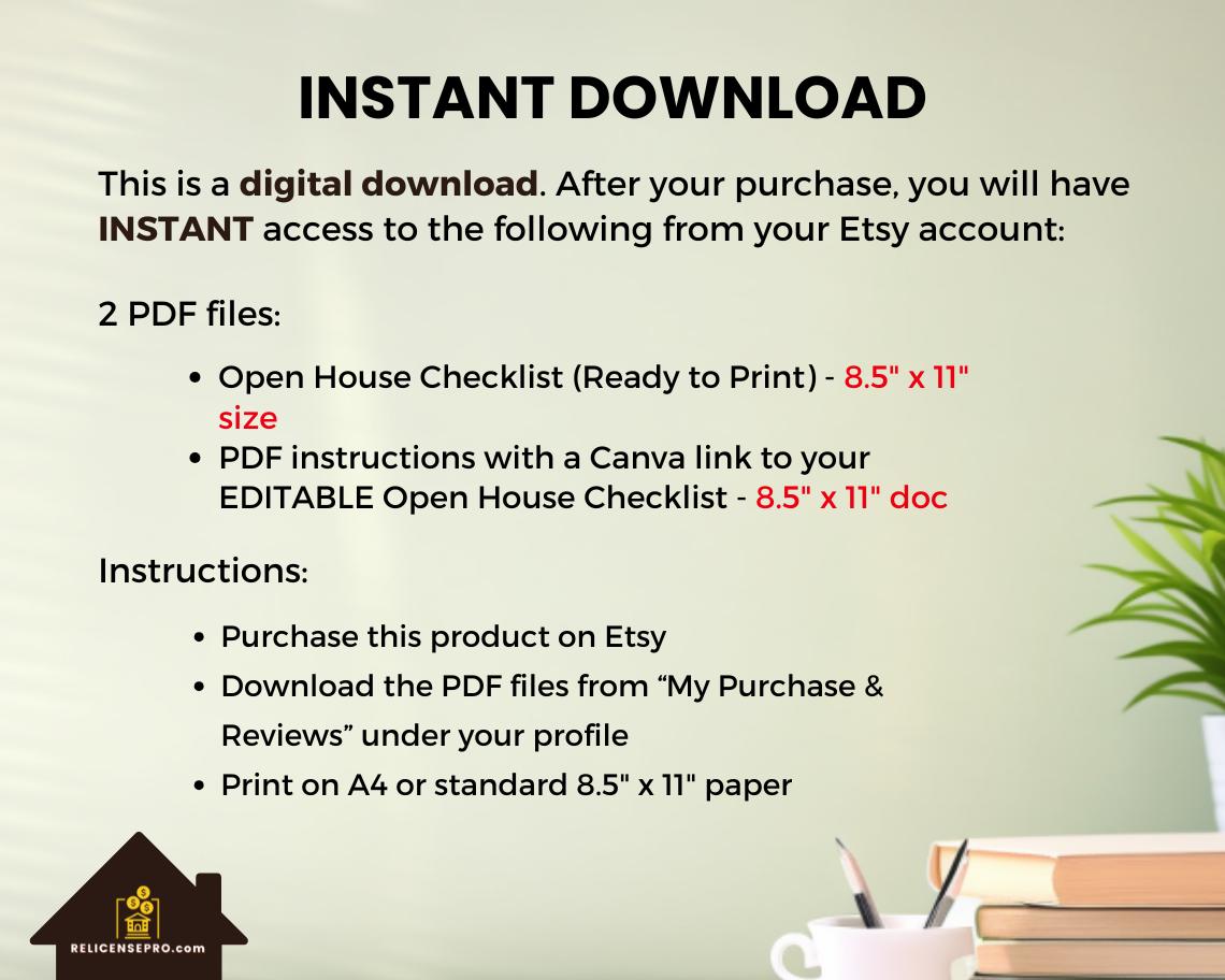 Real Estate Open House Checklist: Printable Agent Guide (canva Editable ...