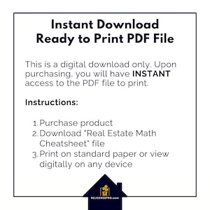 Real Estate Exam Math Cheat Sheet: Formulas & Definitions (PDF Download ...