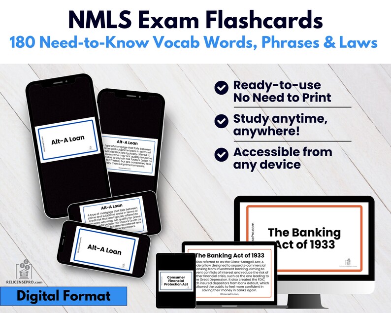 NMLS Exam Flashcards: Mortgage Vocabulary (printable & Digital) - Etsy