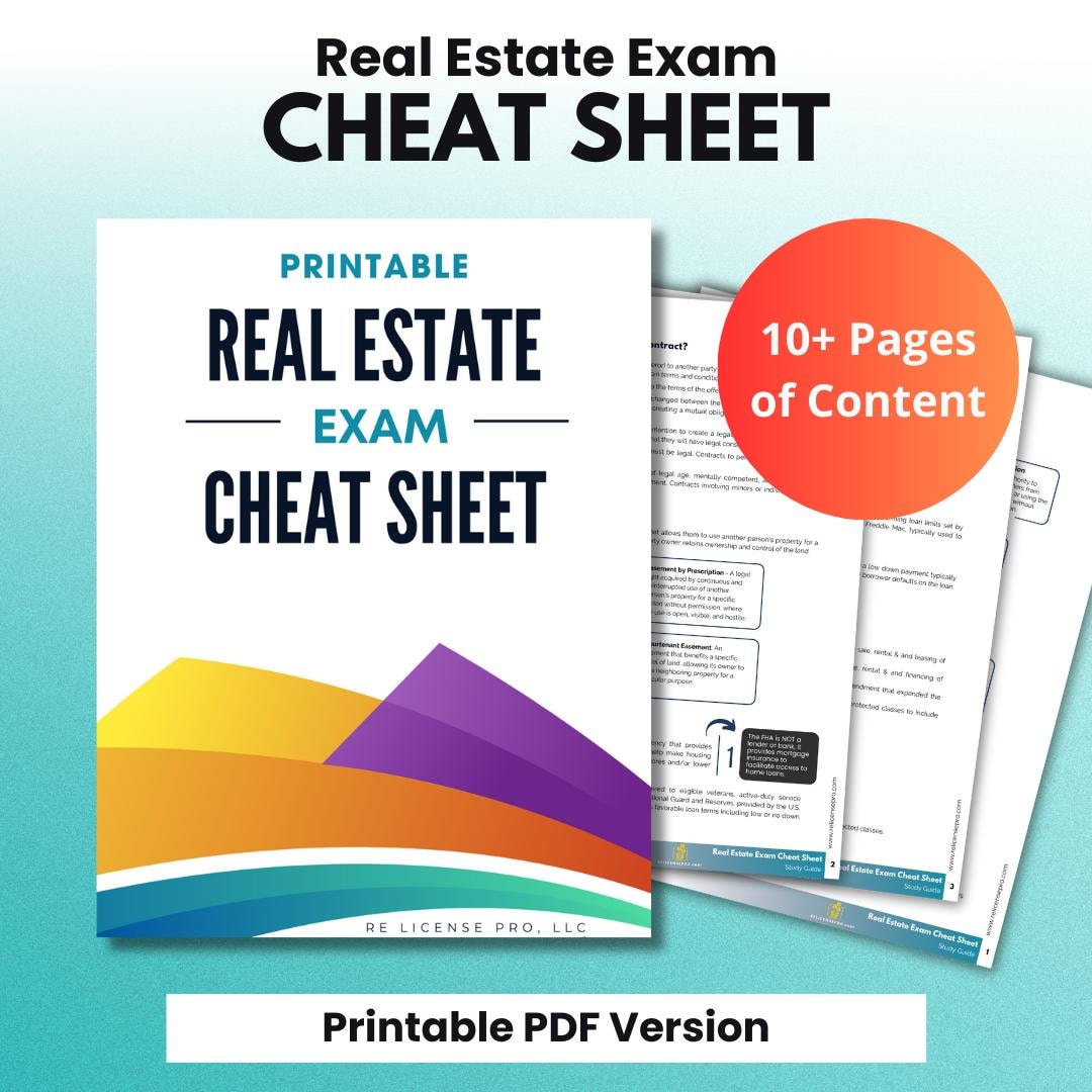 Real Estate Exam Cheat Sheet: 2025 Study Guide (printable PDF) - Etsy