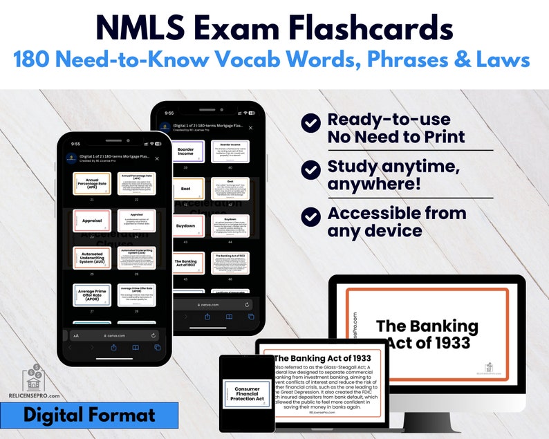 NMLS Exam Flashcards: Mortgage Vocabulary (printable & Digital) - Etsy