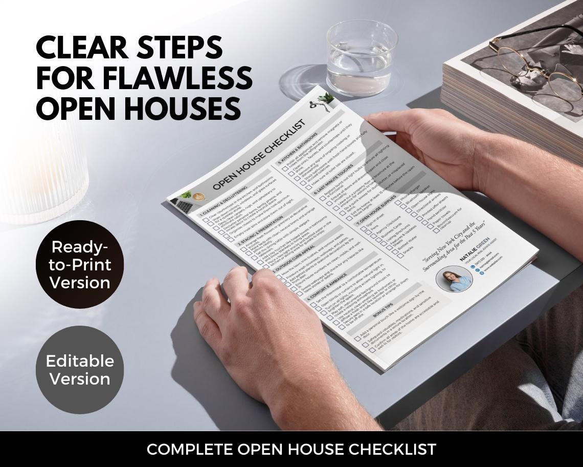 Real Estate Open House Checklist: Printable Agent Guide (canva Editable ...