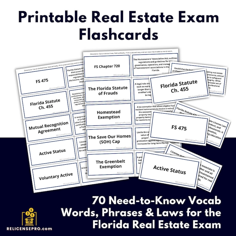Florida Real Estate Exam Flashcards: State-specific (PDF File) - Etsy
