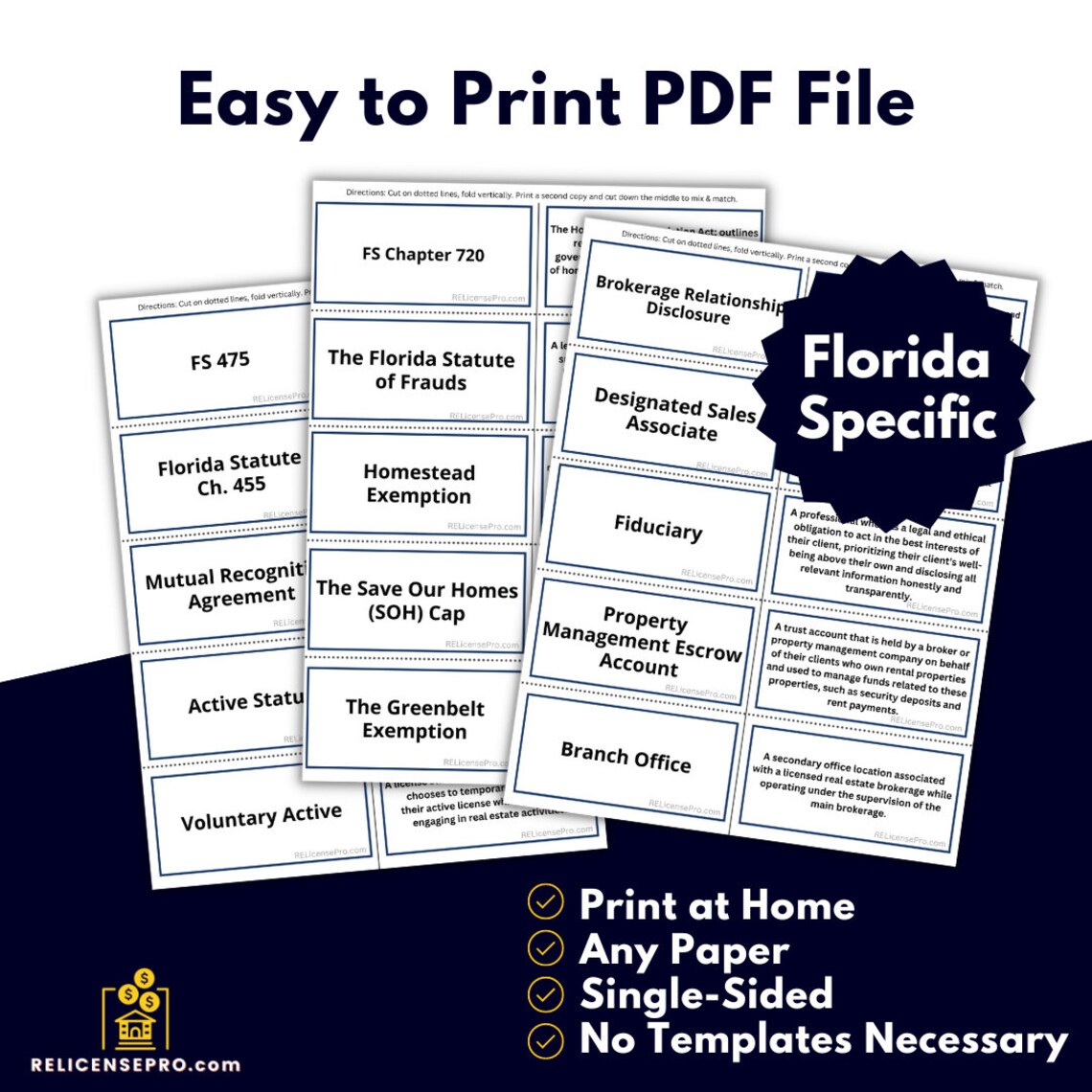Florida Real Estate Exam Flashcards: State-specific (PDF File) - Etsy