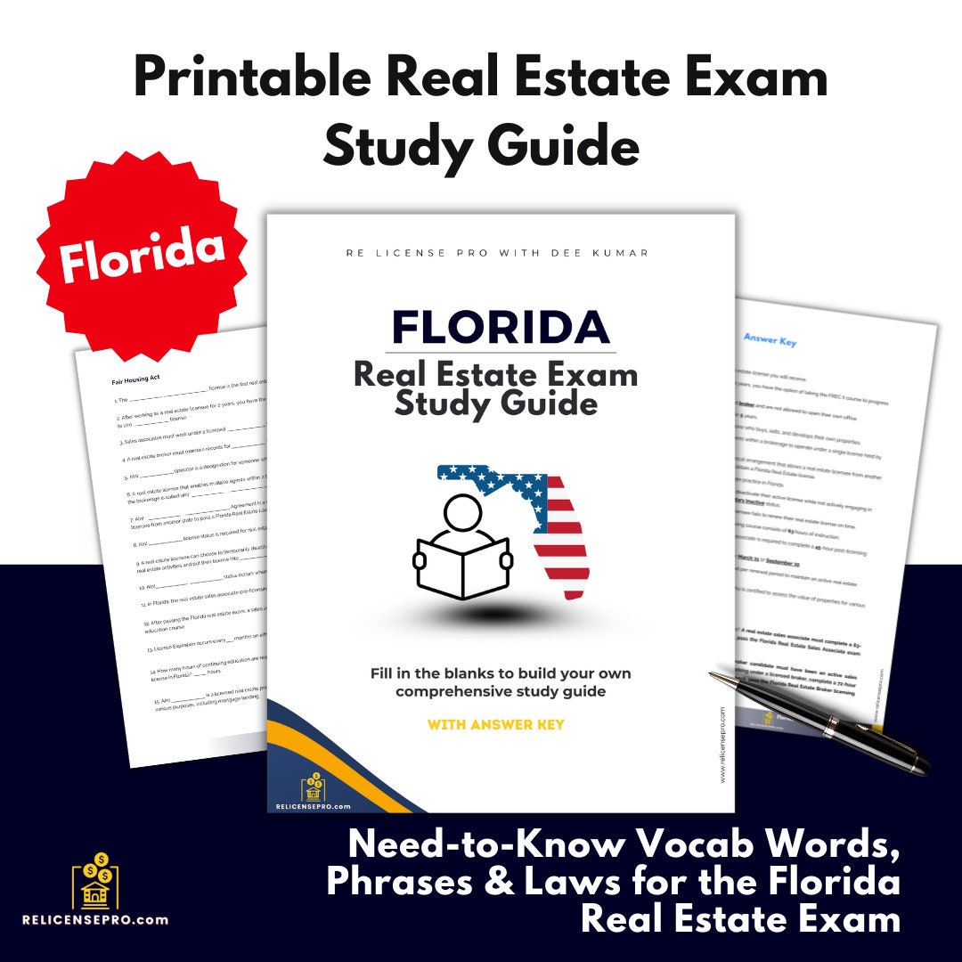 Florida Real Estate Exam Study Guide | Printable Study Guide for the ...