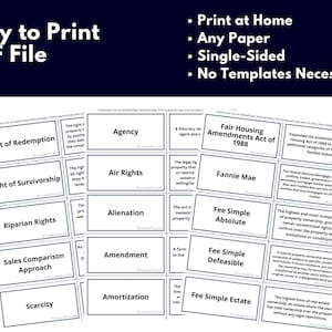 Real Estate Exam Flashcards: 300+ Printable Vocabulary Terms (PDF Download) - Etsy