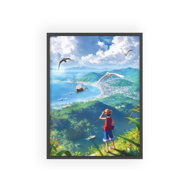 Poster Frame, One Piece Luffy Boat Painting, Wall Art Print, Home Decor ...