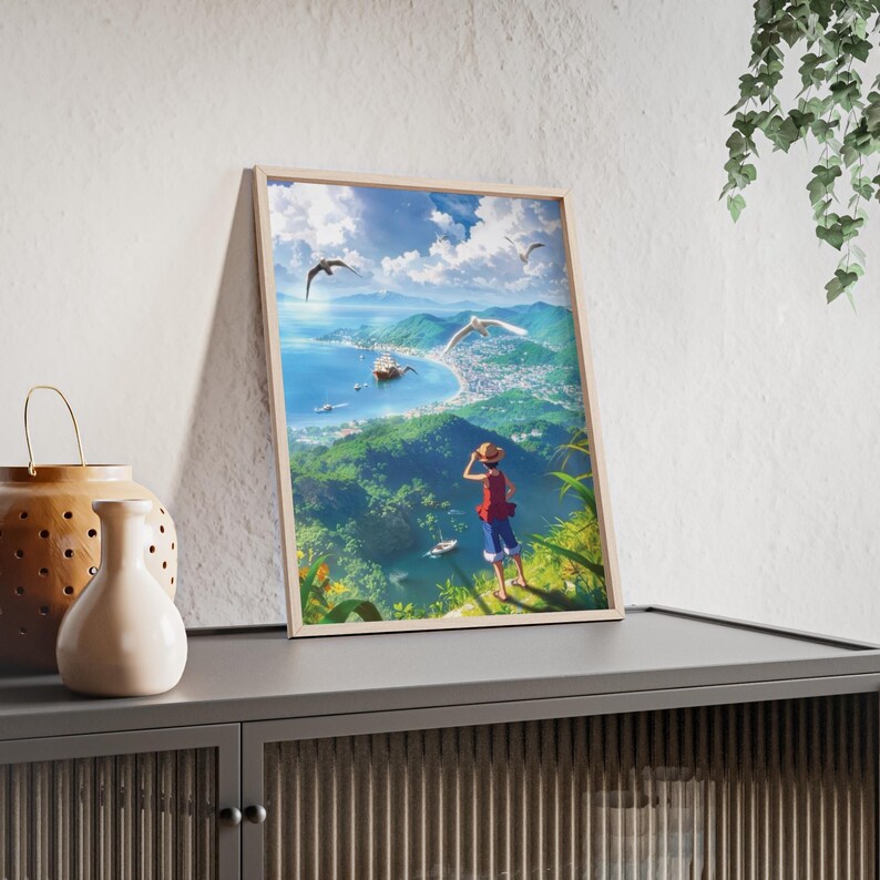 Poster Frame, One Piece Luffy Boat Painting, Wall Art Print, Home Decor ...