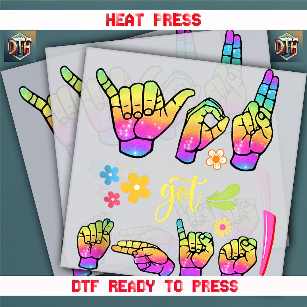 ASL Love Hands Rainbow DTF Transfer | American Sign Language Shirt ...