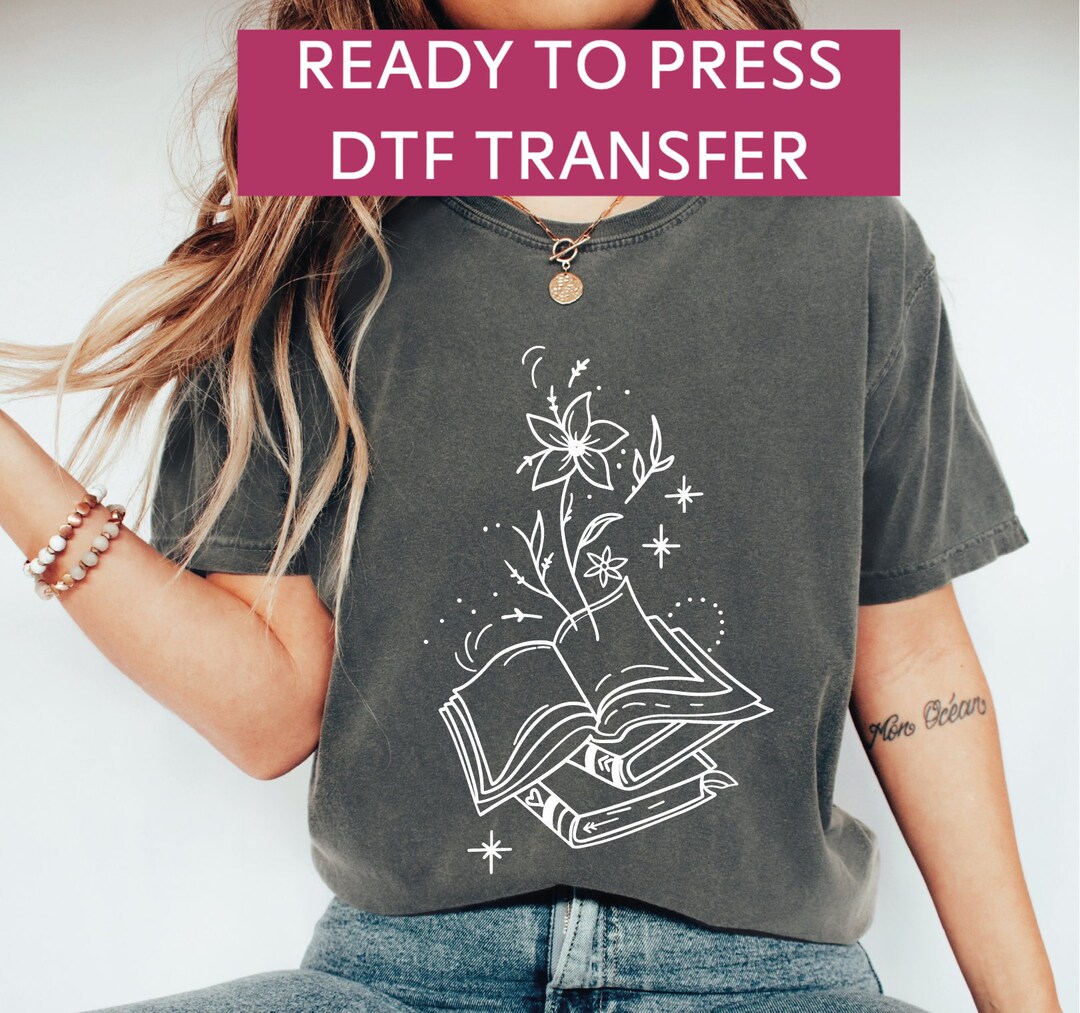 Floral Book Lover Dtf, Flower Bookish Design, Bookworm Dtf, Ready to ...